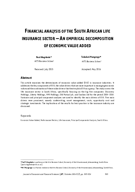 (PDF) Financial analysis of the South African life insurance sector ...