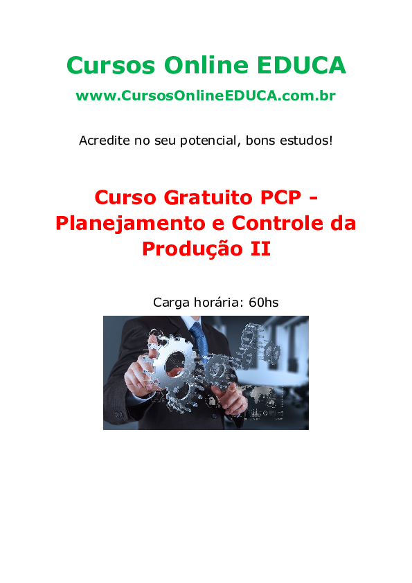(PDF) Curso PCP Planejamento e Controle de Producao II 60 horas