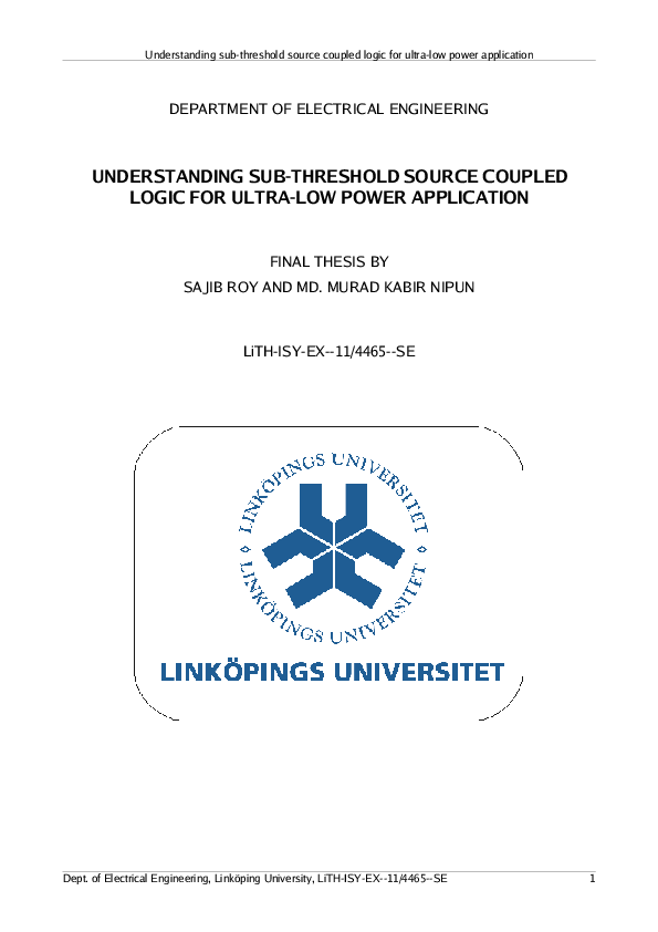(PDF) Understanding Sub-Threshold Source Coupled Logic for Ultra-Low Power Application