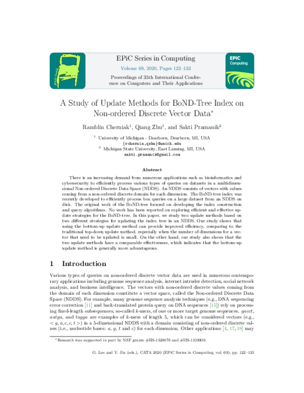 (PDF) A Study of Update Methods for BoND-Tree Index on Non-ordered Discrete Vector Data