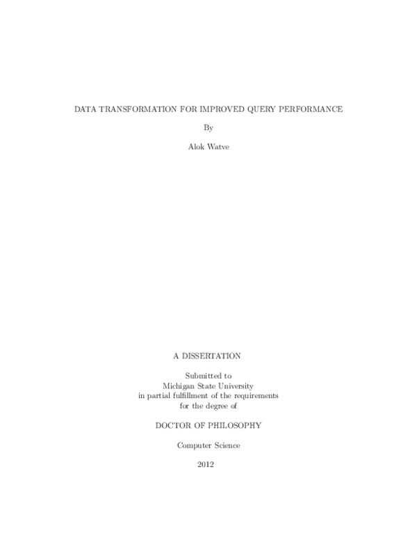 (PDF) Data transformation for improved query performance
