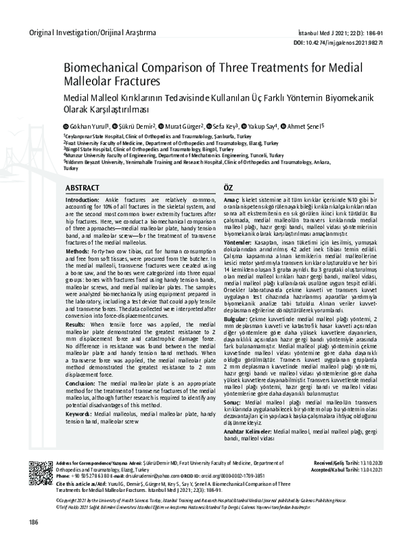 Biomechanical Comparison of Three Treatments for Medial Malleolar Fractures