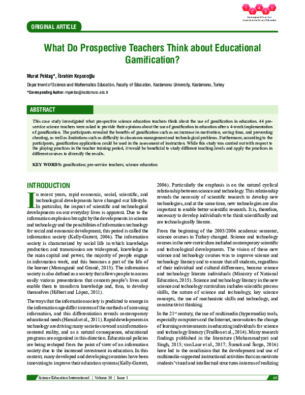 (PDF) What do prospective teachers think about educational gamification?
