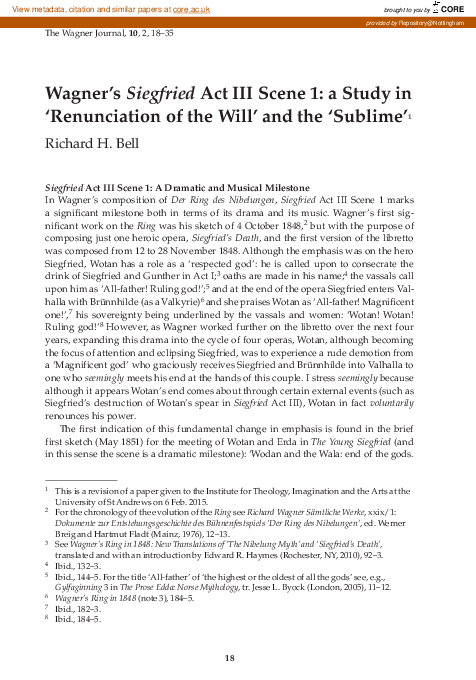 (PDF) Wagner's Siegfried act III scene 1: a study in 'renunciation of the will' and the 'sublime