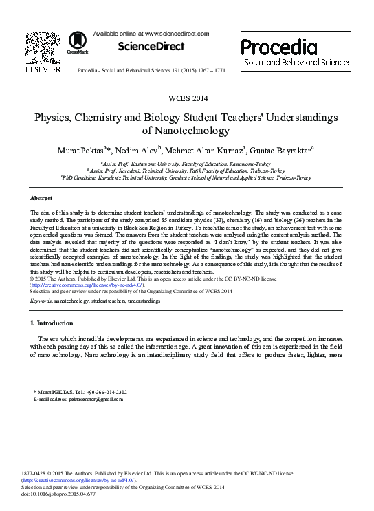 (PDF) Physics, Chemistry and Biology Student Teachers’ Understandings ...