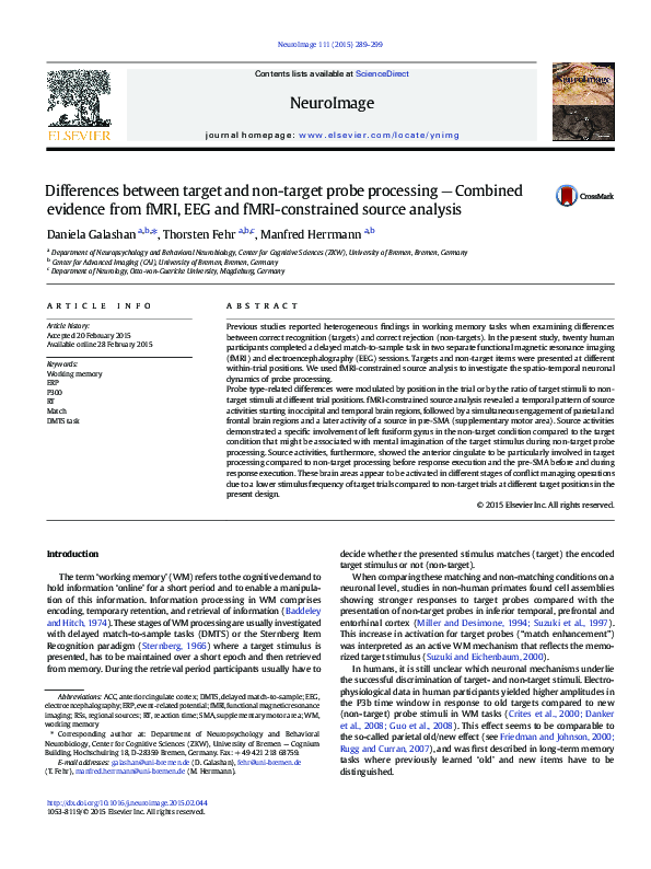 (PDF) Differences between target and non-target probe processing - Combined evidence from fMRI ...