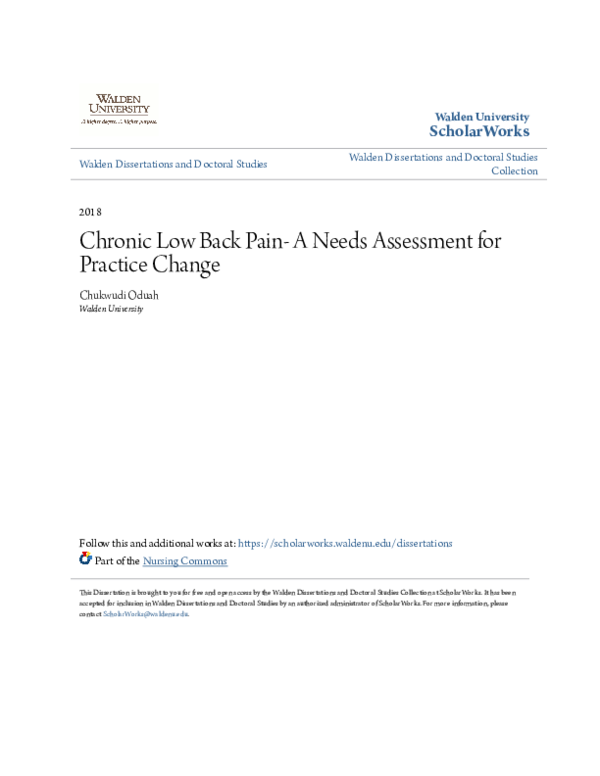 (PDF) Chronic Low Back Pain- A Needs Assessment for Practice Change