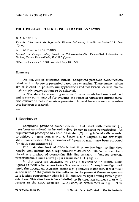 (PDF) Photovoltaic static concentrator analysis | Gabino Almonacid ...