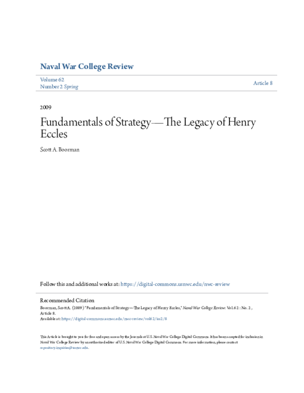 (PDF) Fundamentals of Strategy: The Legacy of Henry Eccles