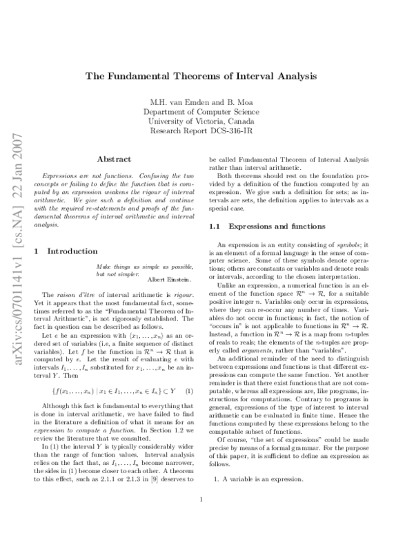 Pdf The Fundamental Theorems Of Interval Analysis 