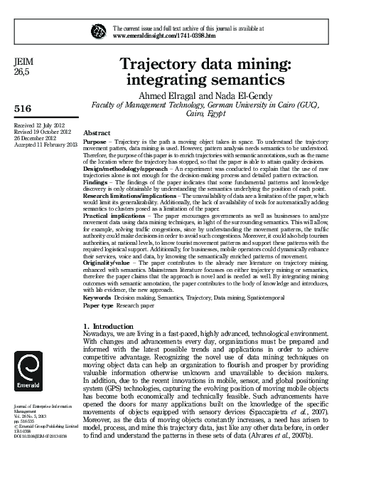 (PDF) Trajectory data mining: integrating semantics