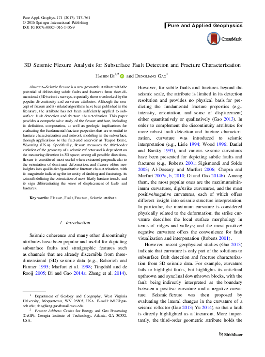 Pdf 3d Seismic Flexure Analysis For Subsurface Fault Detection And