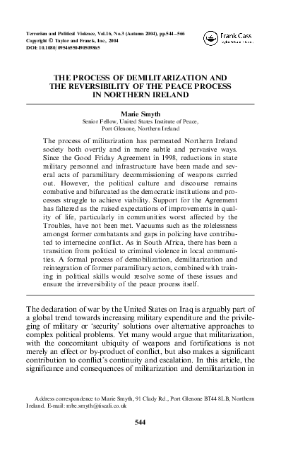 (PDF) The Process of Demilitarization and the Reversibility of the ...