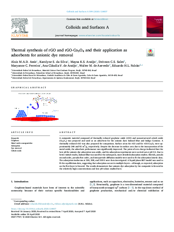 (PDF) Thermal synthesis of rGO and rGO-Co3O4 and their application as ...