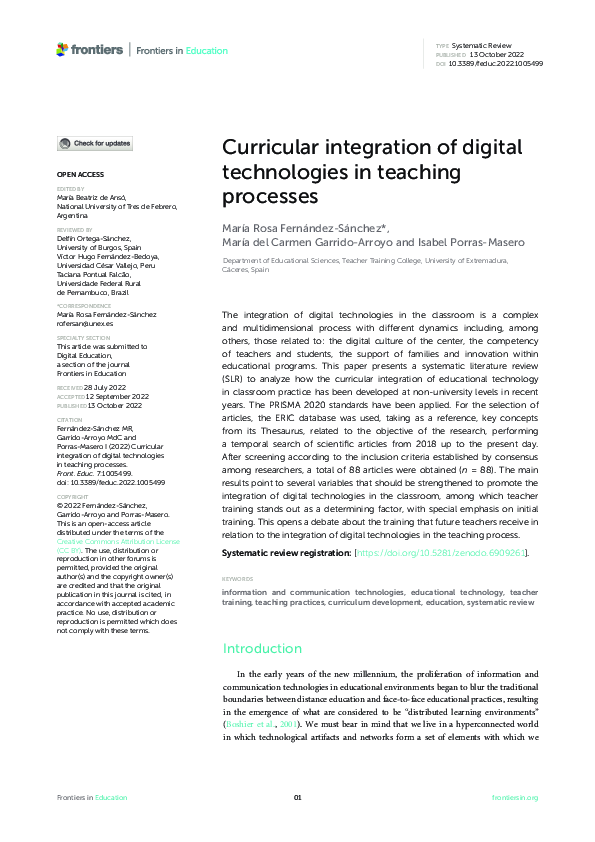 (PDF) Curricular integration of digital technologies in teaching processes
