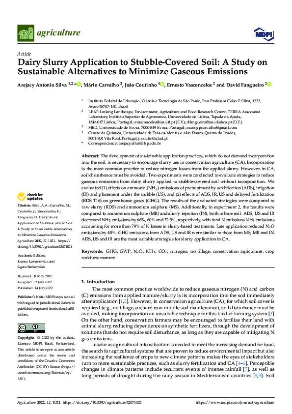 (PDF) Dairy Slurry Application to Stubble-Covered Soil: A Study on ...