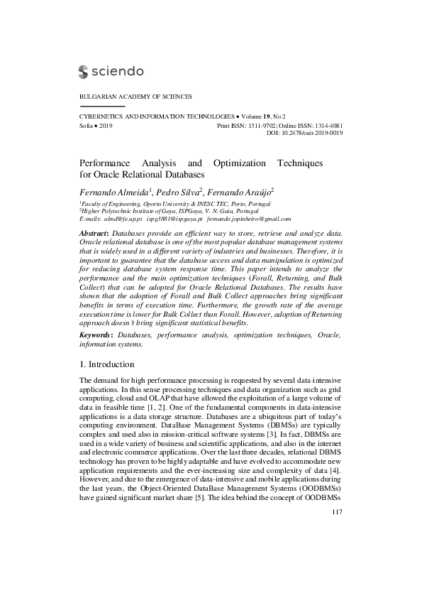 (PDF) Performance Analysis and Optimization Techniques for Oracle ... (PDF) Performance Analysis and Optimization Techniques for Oracle ...