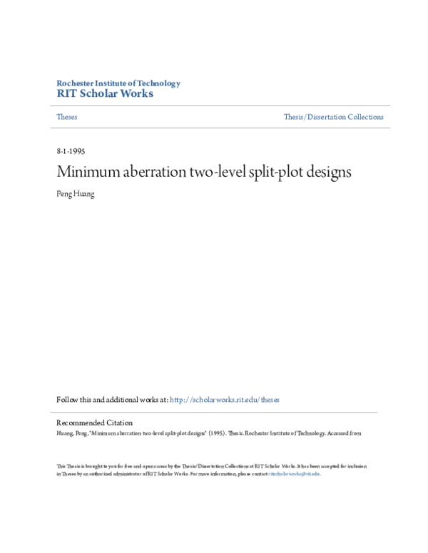 (PDF) Minimum-Aberration Two-Level Split-Plot Designs