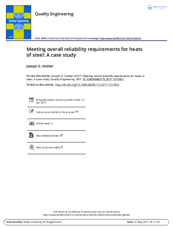 (PDF) Meeting overall reliability requirements for heats of steel: A ...