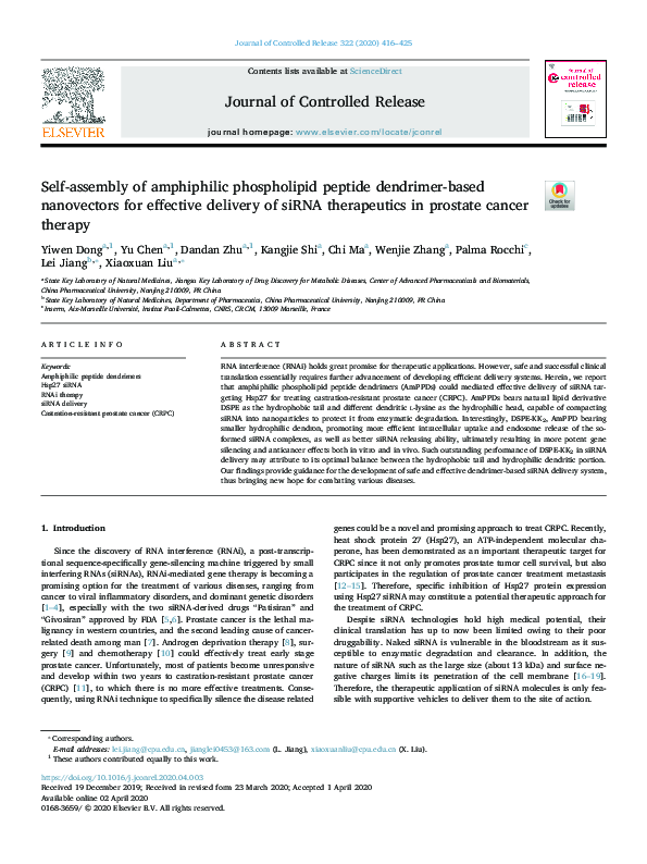 (PDF) Self-assembly of amphiphilic phospholipid peptide dendrimer-based ...