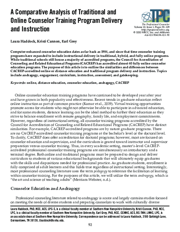 (PDF) A Comparative Analysis of Traditional and Online Counselor ...