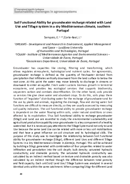 (PDF) Soil Functional Ability for groundwater recharge related with ...