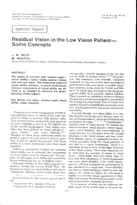 (PDF) Residual Vision in the Low Vision Patient—Some Concepts | Michael ...