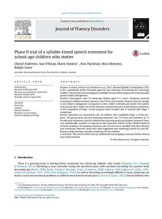 (PDF) Phase II trial of a syllable-timed speech treatment for school ...