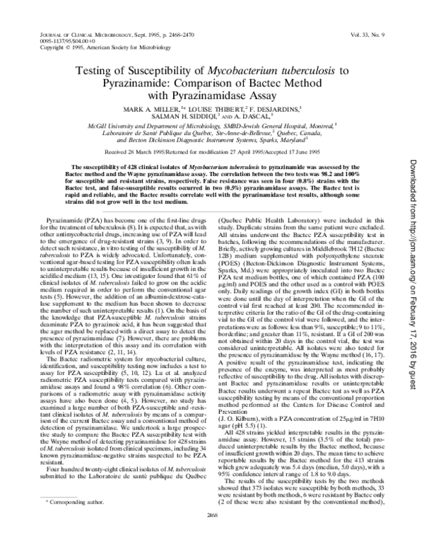 (PDF) Testing of susceptibility of Mycobacterium tuberculosis to ...