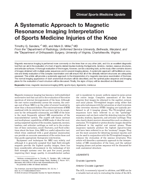 (PDF) A Systematic Approach to Magnetic Resonance Imaging ...