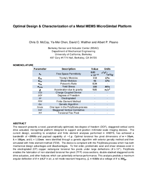 (PDF) NOMENCLATURE Parameter Description Value Units Free Space ...