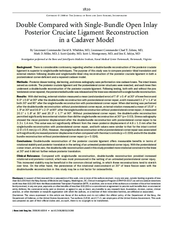 (PDF) Double Compared with Single-Bundle Open Inlay Posterior Cruciate ...