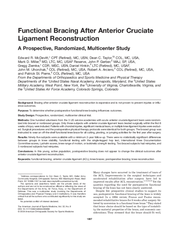 (PDF) Functional Bracing after Anterior Cruciate Ligament Reconstruction