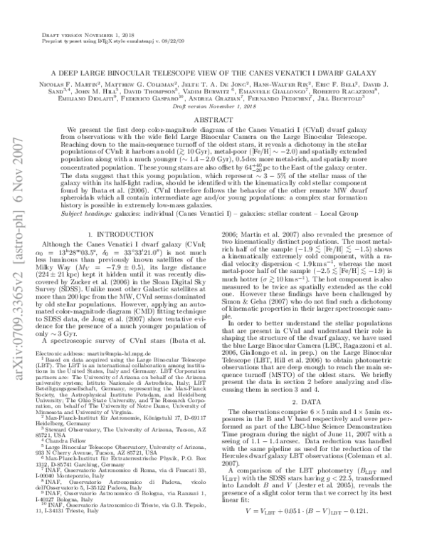 (PDF) A Deep Large Binocular Telescope View of the Canes Venatici I ...