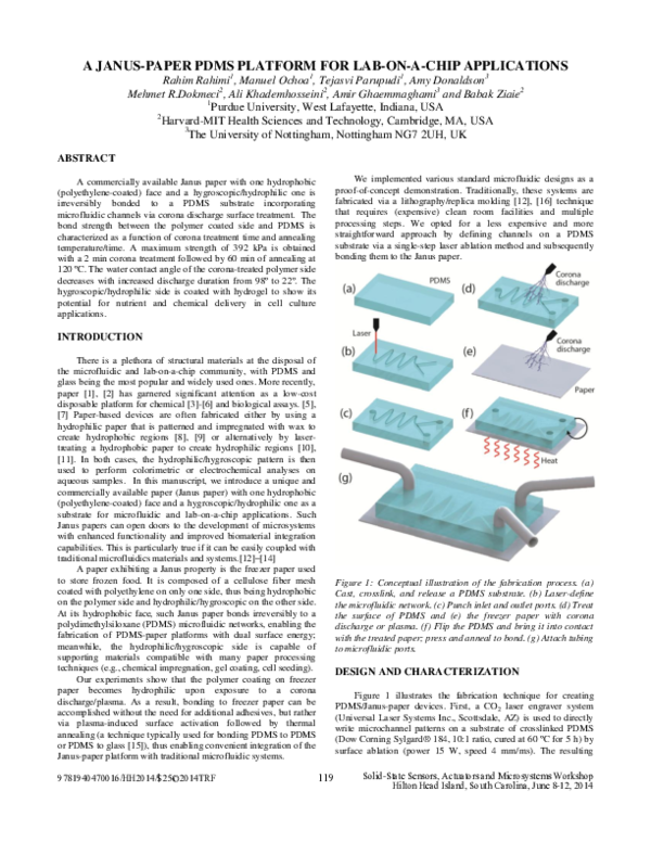 (PDF) A Janus-Paper PDMS Platform for Lab-On-Chip Applications ...