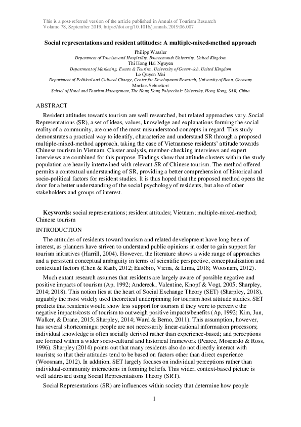 (PDF) Social representations and resident attitudes: A multiple-mixed ...