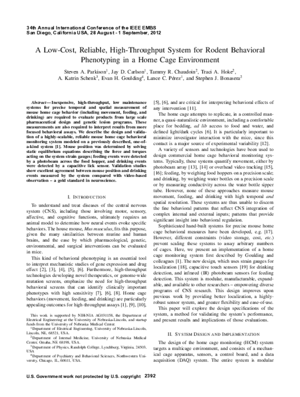 (PDF) High-Throughput Rodent Behavior Monitoring System