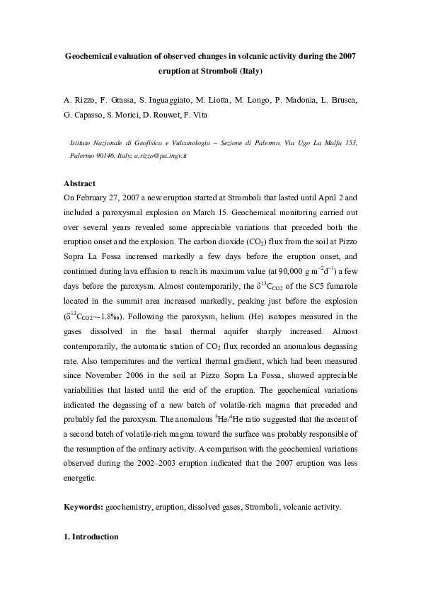 (PDF) The 2002-2003 eruption of Stromboli (Italy): Evaluation of the ...