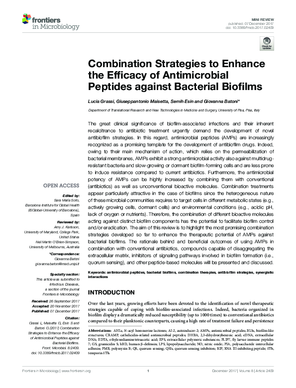 (PDF) Combination Strategies to Enhance the Efficacy of Antimicrobial Peptides against Bacterial ...