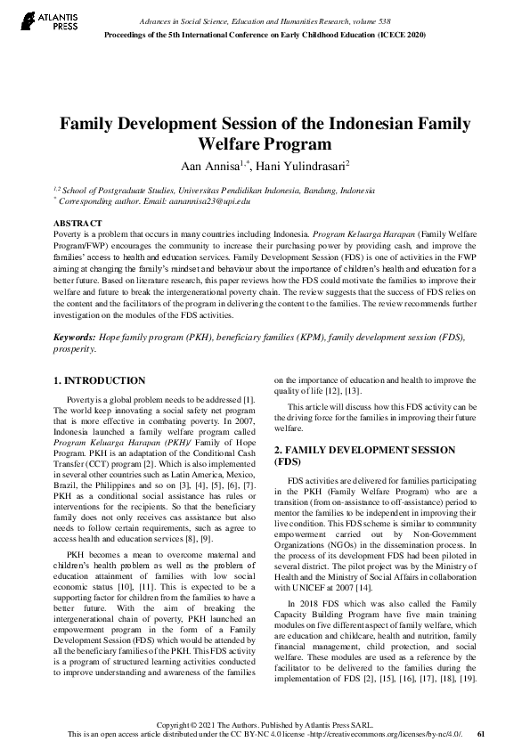 (PDF) Family Development Session of the Indonesian Family Welfare Program