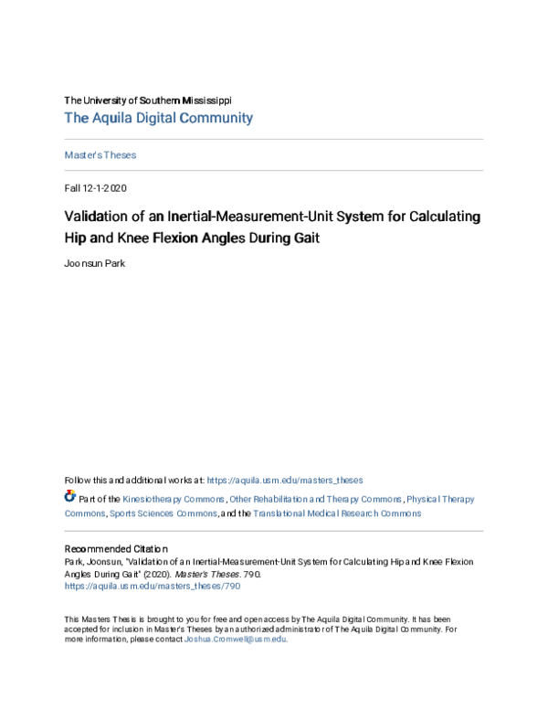 (PDF) Validation of an Inertial-Measurement-Unit System for Calculating Hip and Knee Flexion ...