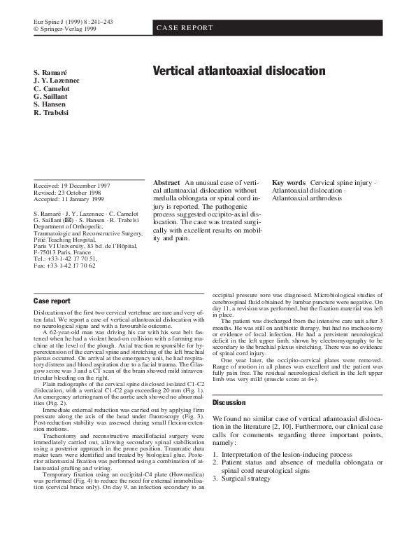 (PDF) Vertical atlantoaxial dislocation