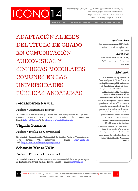 (PDF) Adaptación al EEES del Título de Grado en Comunicación
