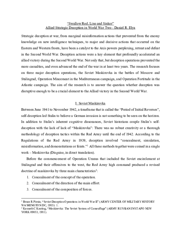 (PDF) "Swallow Rod, Line and Sinker" Allied Strategic Deception in ...