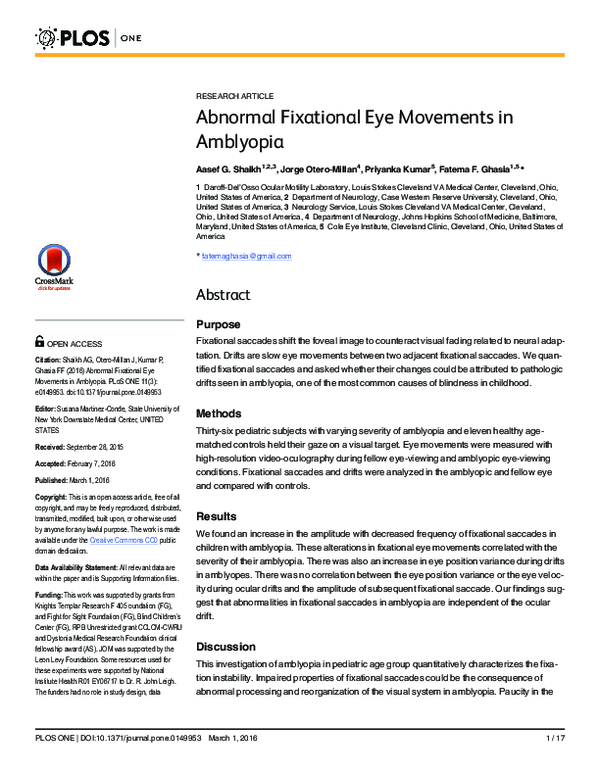 (PDF) Abnormal Fixational Eye Movements in Amblyopia
