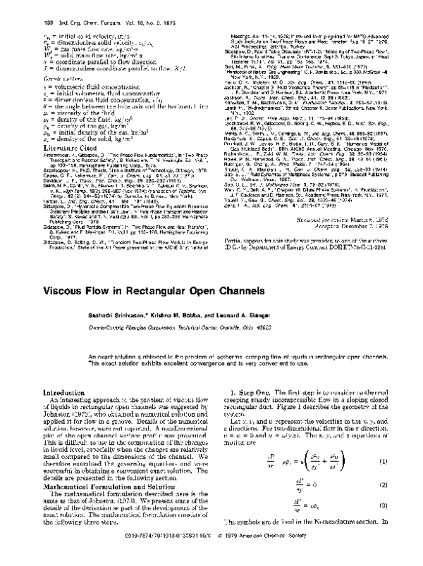 (PDF) Viscous Flow in Rectangular Open Channels | Krishna Bobba - Academia.edu
