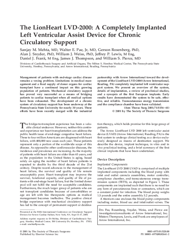 (PDF) The LionHeart LVD-2000: a completely implanted left ventricular ...