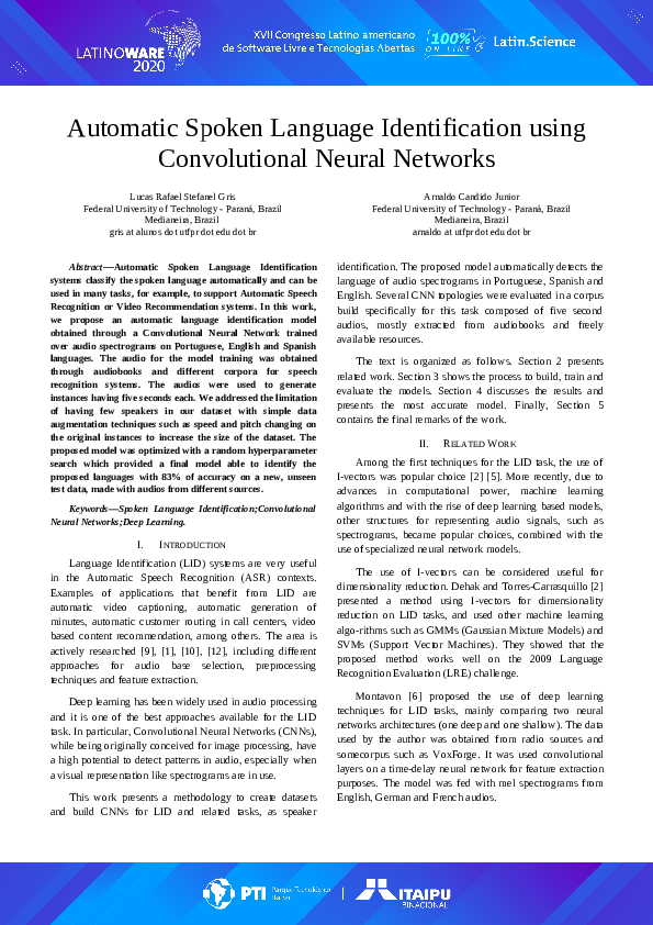 (PDF) Automatic Spoken Language Identification using Convolutional ...