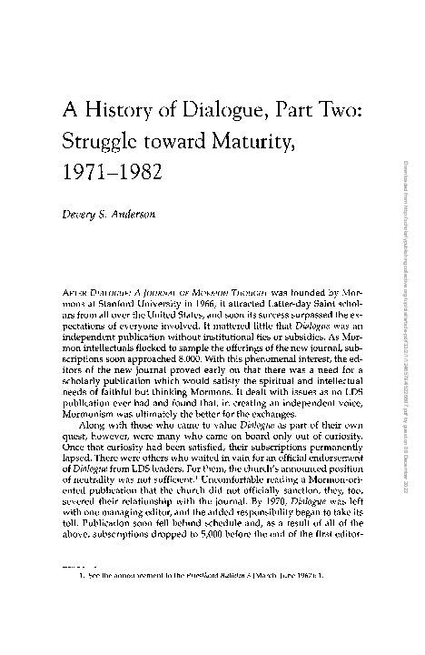 (PDF) A History of Dialogue, Part Two: Struggle toward Maturity, 1971–1982