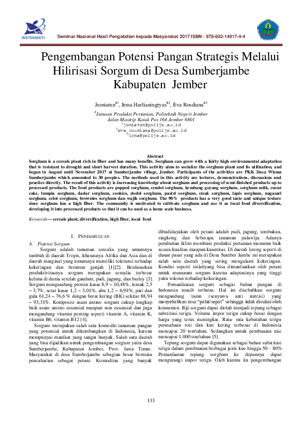 (PDF) Pengembangan Potensi Pangan Strategis Melalui Hilirisasi Sorgum ...